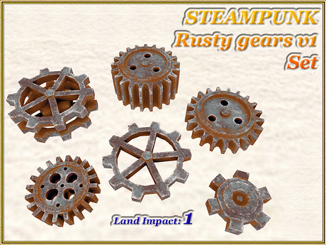 Second Life Marketplace - STEAMPUNK - Rusty gears v1 Set (1 LI) (Full perm)